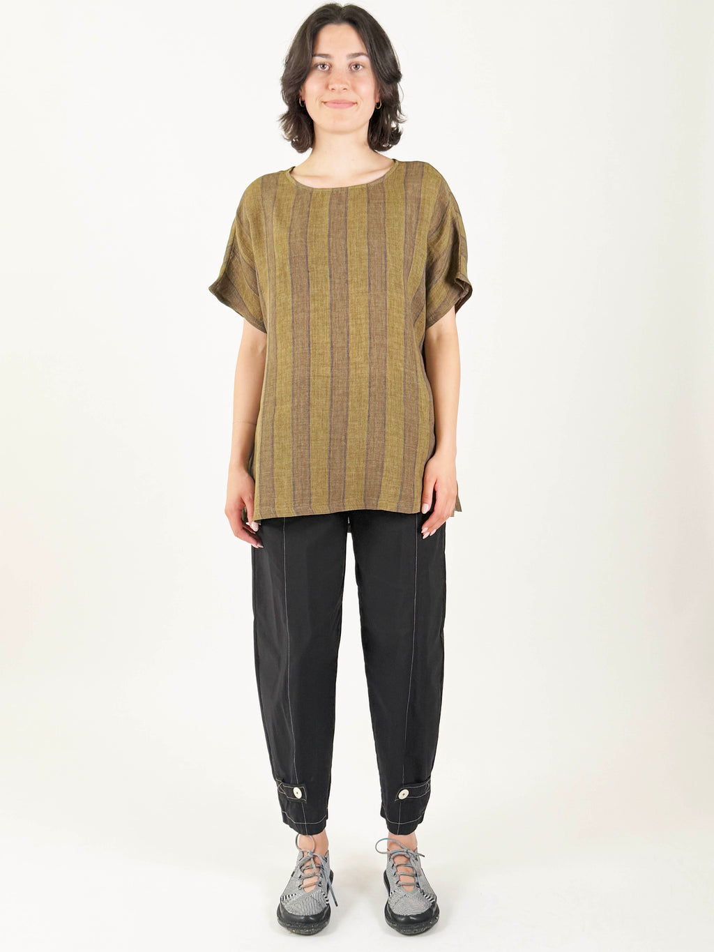 Shelley Olive Stripe Top – Tiffany Treloar